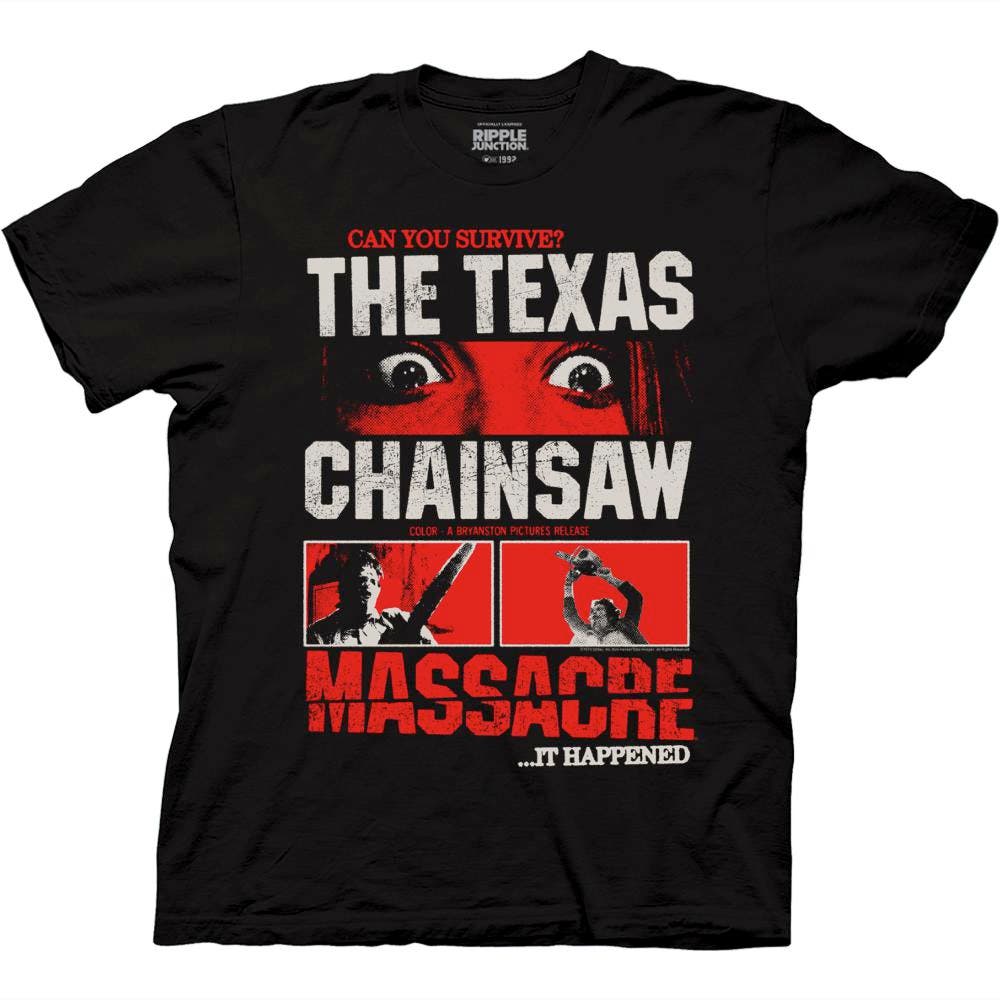 Texas Chainsaw Massacre Reimagined Poster Black T-Shirt – Kryptonite Character Store